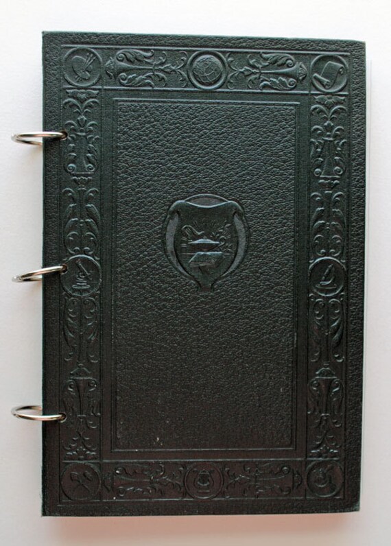 Green Encyclopedia Office Supply Ledger Themed Altered Book green-encyclopedia-office-supply-ledger-themed-altered-book