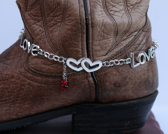 Double Heart Love Boot Bling Boot Jewelry Boot Accessories