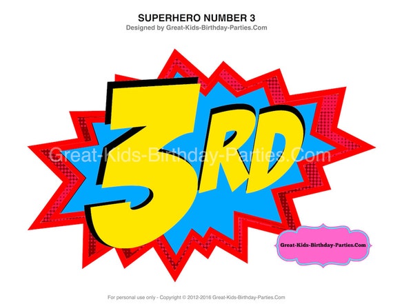 Superhero Number 3 Superhero Printables Superhero Birthday