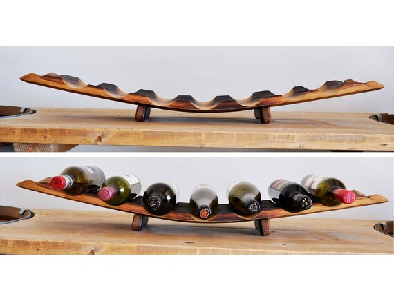 Barrel Stave Wine Rack 7-bottle holder Red Side Up. Made