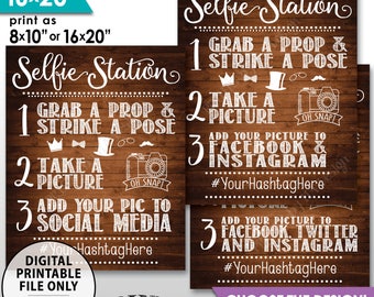 Selfie Station Sign Share your pic on Social Media Facebook