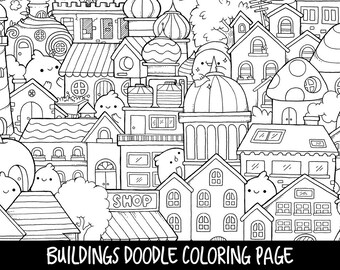Foods Doodle Coloring Page Printable Cute/Kawaii Coloring
