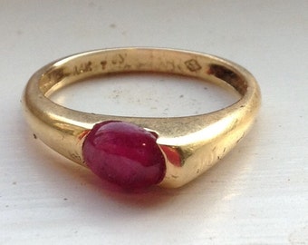 Ruby cabochon ring | Etsy