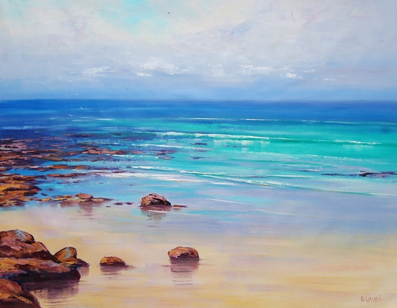 BEACH PAINTING impressionist Beach scenes Original art by