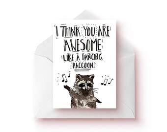 Raccoon card | Etsy