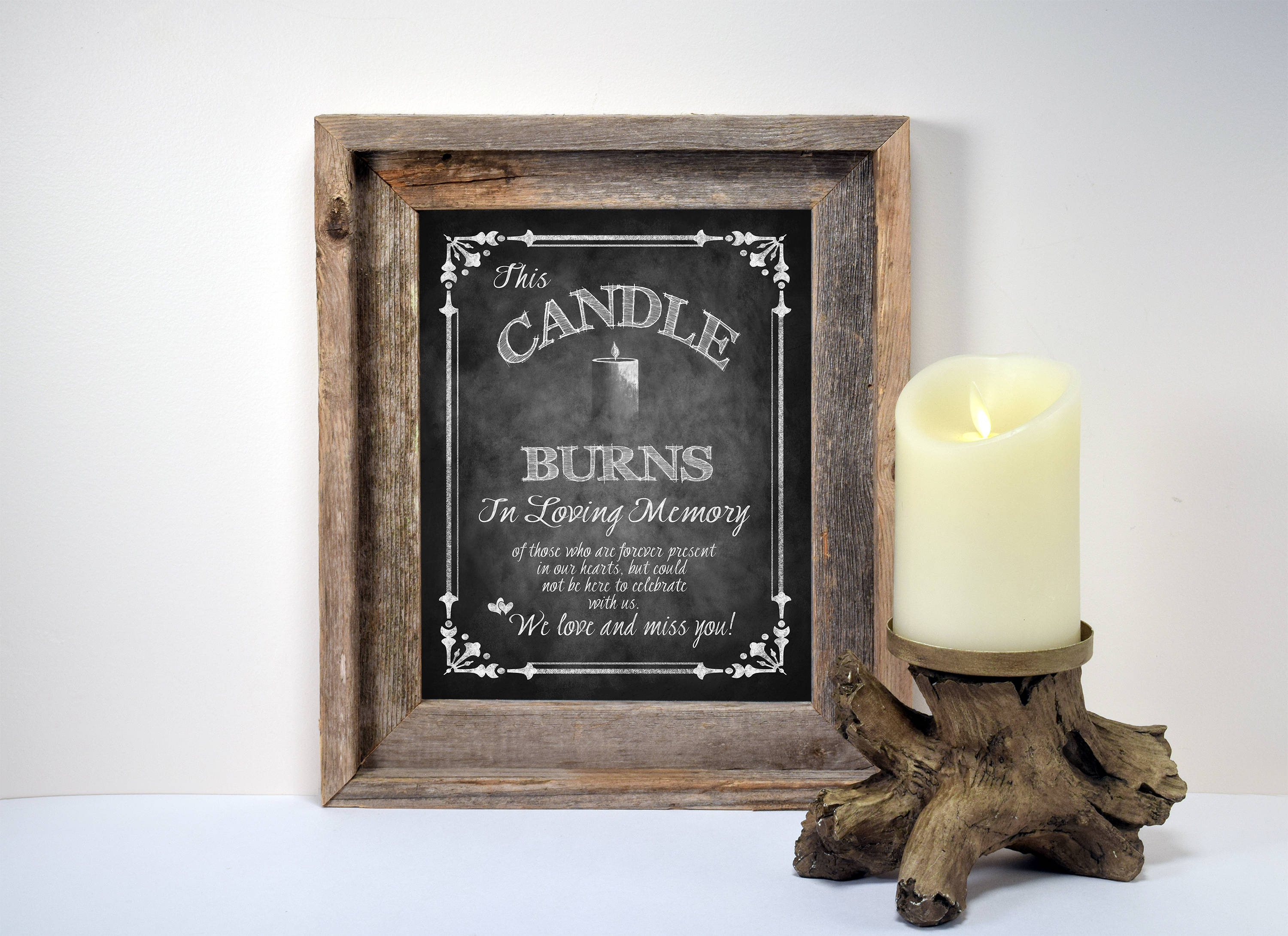 Wedding Memorial Candle Sign PRINTED In loving Memory sign