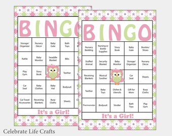 30 Owl Baby Shower Bingo Cards Printable Party Baby Girl