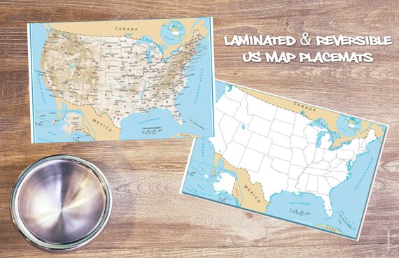 U.S. Map with Capitals: Reversible Laminated Double-Sided
