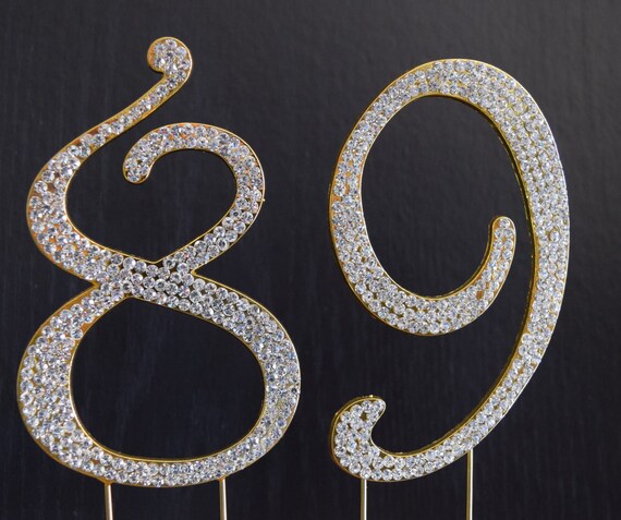 Rhinestone Gold NUMBER 89 Cake Topper 89th Birthday Party