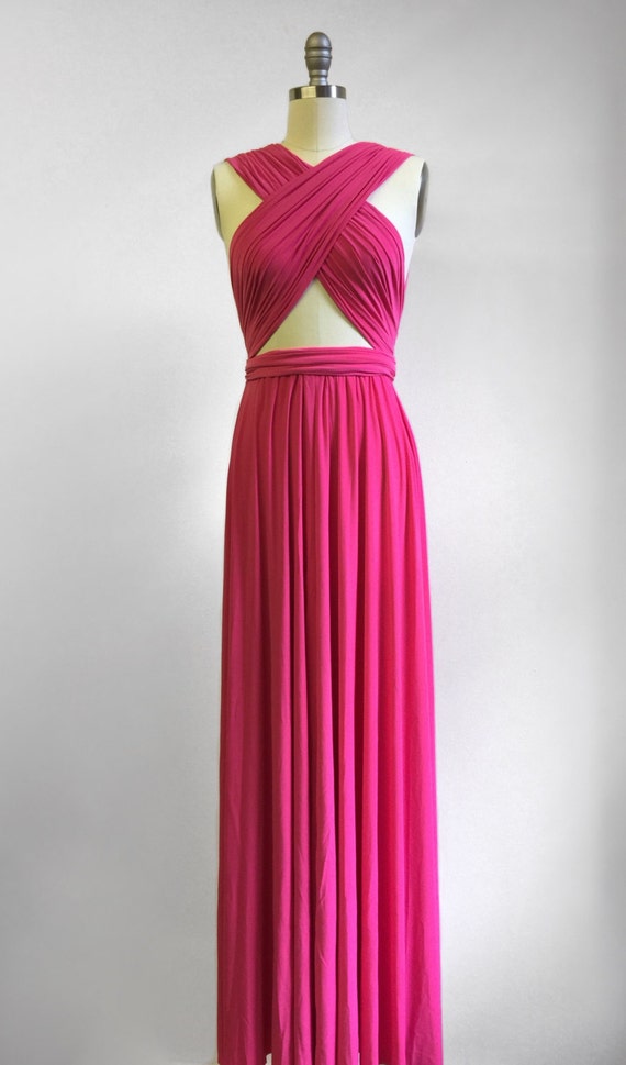 Hot Pink LONG Floor Length Ball Gown Infinity Dress