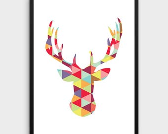 Polygon deer head | Etsy