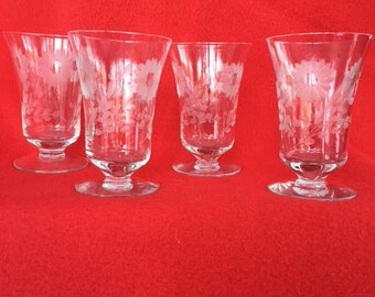 Floral etched glass | Etsy