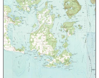 Vashon Island ca. 1949 USGS Old Topographic Map Custom