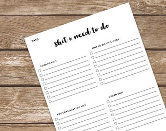 Funny to do list | Etsy