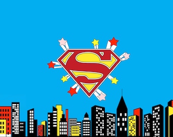 Superhero cityscape | Etsy