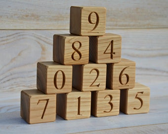 30 Wooden German Alphabet Letter Blocks Handmade ABC Blocks