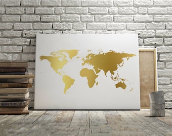 Gold world map | Etsy
