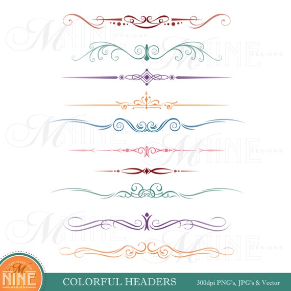 COLORFUL HEADER Clip Art: Headers Clipart Design Elements
