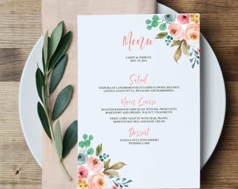 Wedding Menu Template printable Menu cards Template Dinner