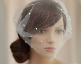 Bridal bandeau veil Rhinestone adorned tulle bandeau veil