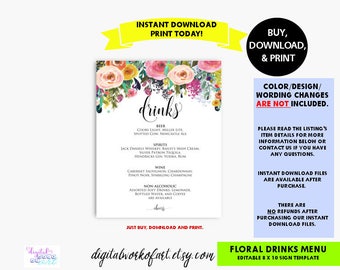 Drinks menu cocktail bar large wedding sign glowing string