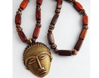 Tribal African Necklaces African Mask Beaded Necklace African