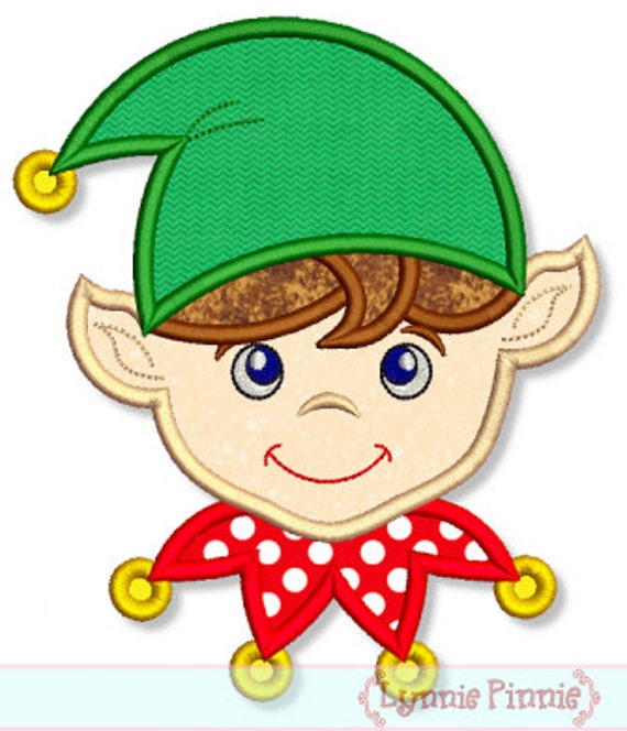 Items similar to CHRISTMAS ELF Boy Applique 4x4 5x7 6x10 7x11 INSTANT ...