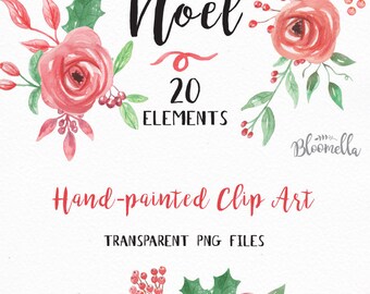 Christmas Wreath Clipart Holly Jolly Clip Art Watercolor
