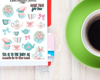 Tea party stickers | Etsy