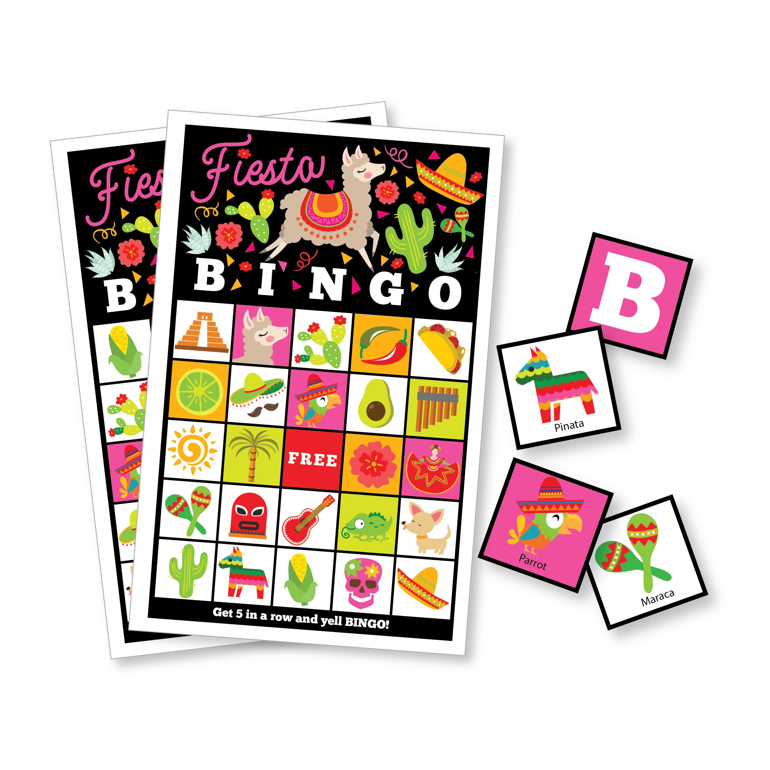 Fiesta BINGO Game - Kid's Printable Bingo Game - Bingo Game for boys ...