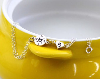 Compass bracelet. Personalized compass bracelet best friends