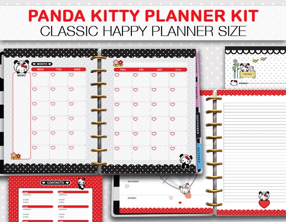 Happy Planner Panda printable planner week on two pages