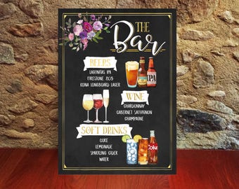 Chalkboard bar menu | Etsy