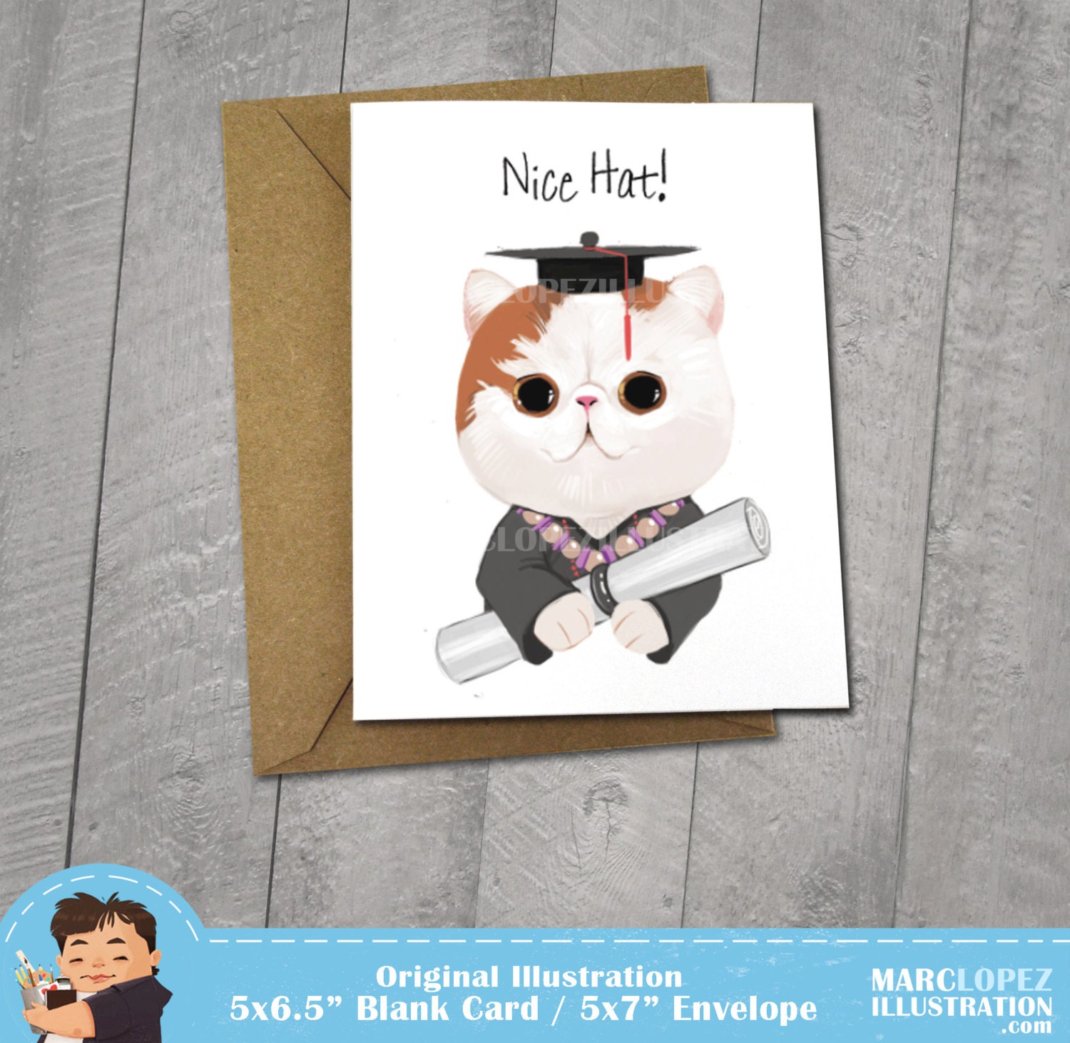 Cute Cat Graduation Card Congratulations 2015 Greeting or