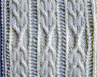 Protea Cable & Lace Scarf Knitting Pattern Instant Download