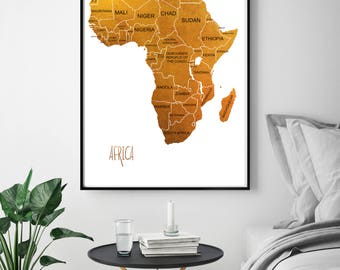 Africa map | Etsy