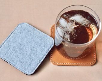 Leather coaster | Etsy