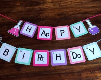 Periodic Table Banner Happy Birthday Banner 8.5 x 11