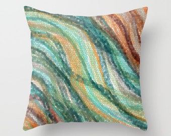 Beautiful Throw Pillow teal and purple mosaic teal