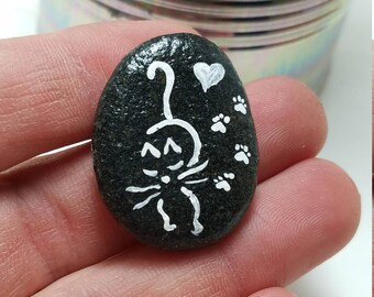Painted rock cat | Etsy