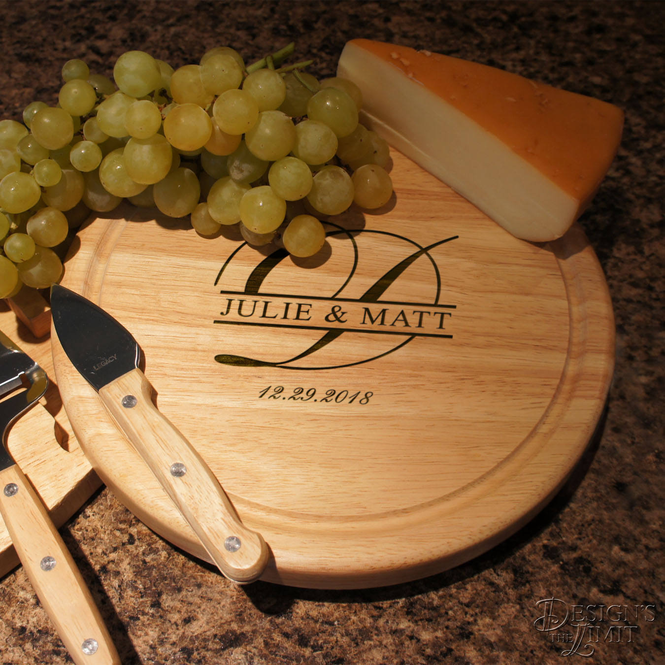 Personalized Cheese Board Set with Four Cheese Tools Engraved