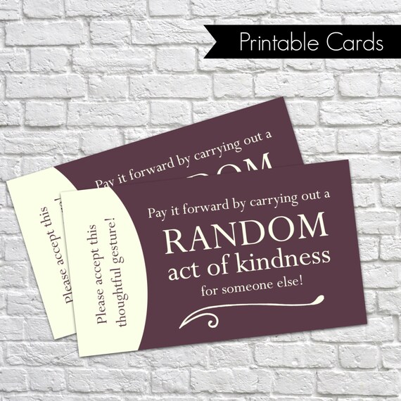 Printable Random Act Of Kindness Cards Raok Pay It Forward