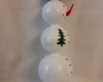 Primitive Grungy Christmas Tree topper Snowman pattern folk