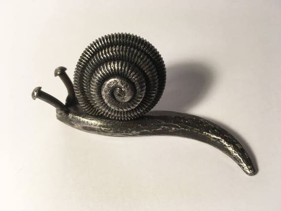 Hand-Forged Little Snail Sculpture Spiral Metal Iron Steel