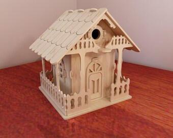 Great wooden birdhouse pattern. Vector plans for CNC router