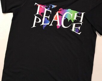 Teach Peace Wood Sign Teach Peace Rainbow Wood Sign Teach