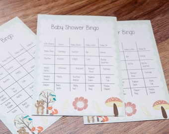 Baby Shower BINGO Woodland Animals