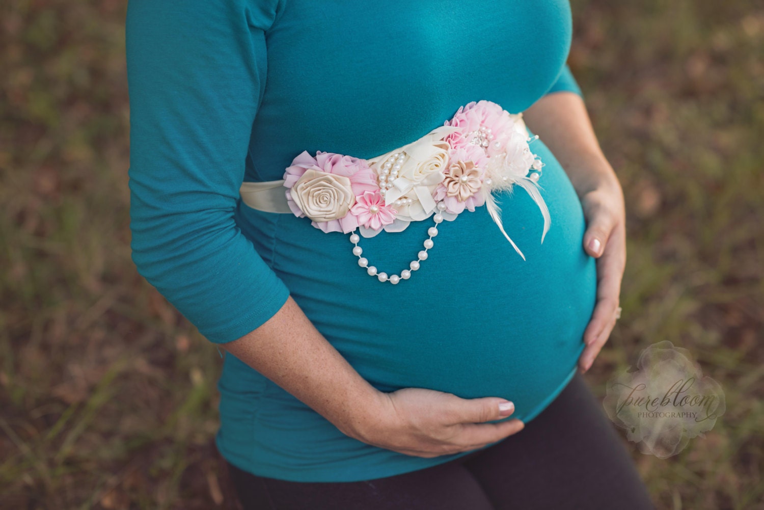 Maternity Sash Maternity Photo Prop Light Pink And Ivory