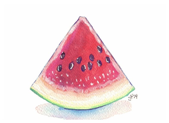 Melon d'eau aquarelle Art peinture nature morte de