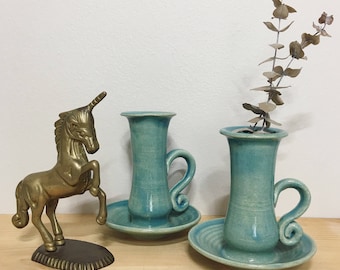 Pottery candlesticks | Etsy